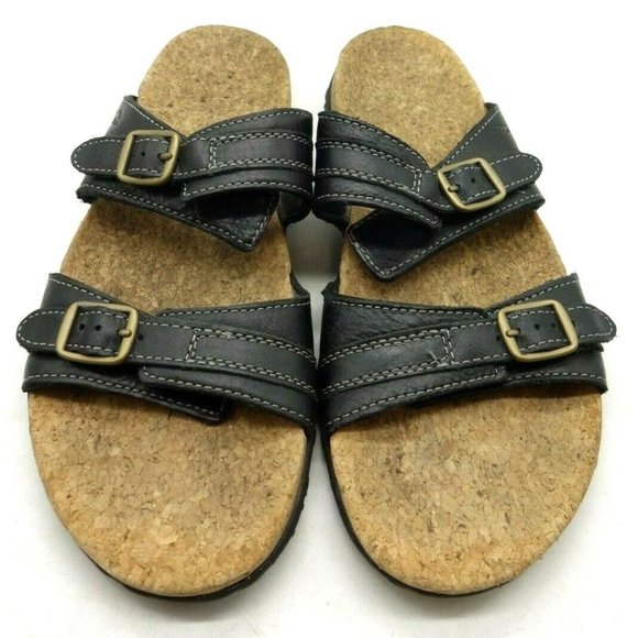 L.L. Bean | Shoes | Ll Bean Black Leather Double Buckle Casual Slide ...